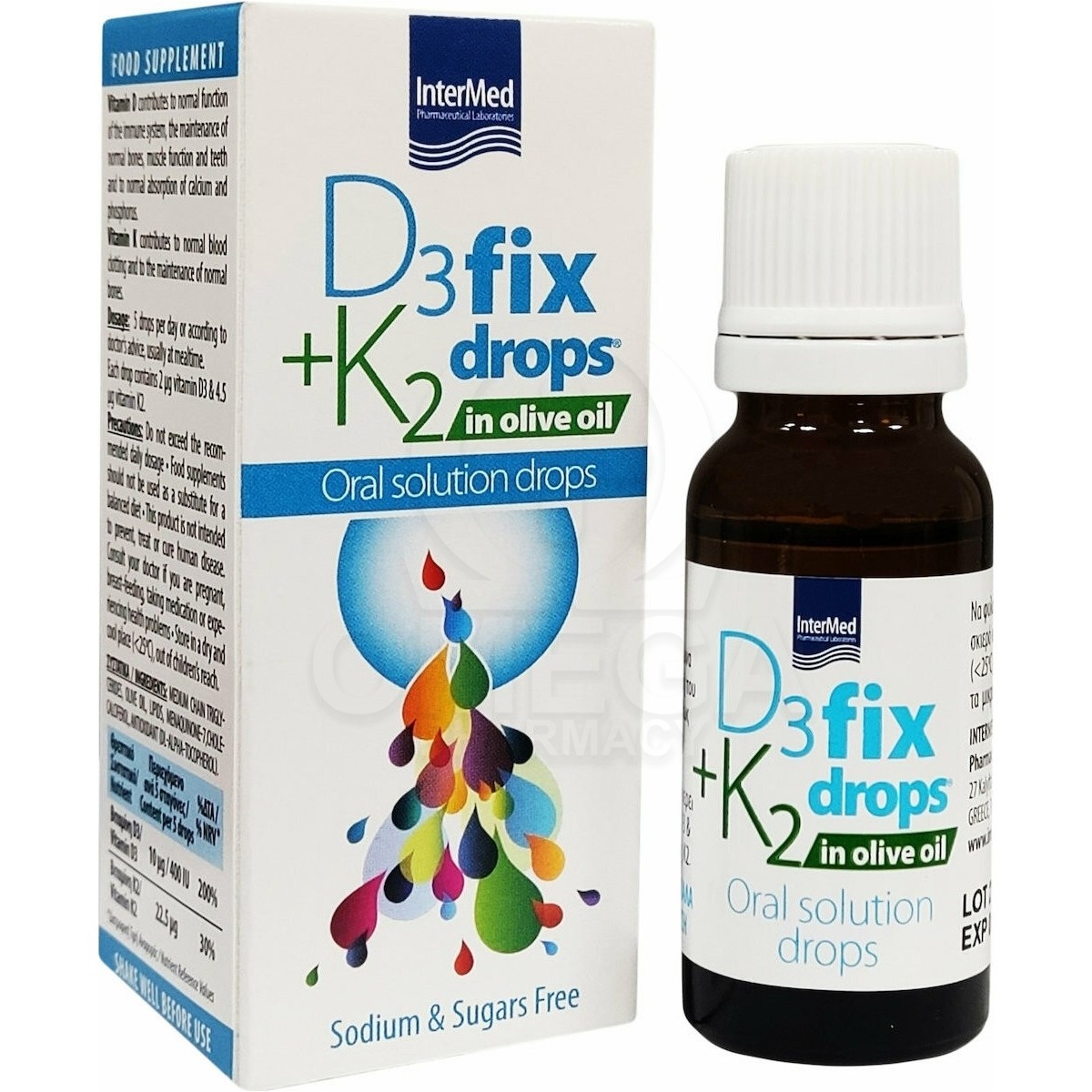 INTERMED D3 & K2 Fix Drops in Olive Oil Oral Drops Συμπλήρωμα Διατροφής ...