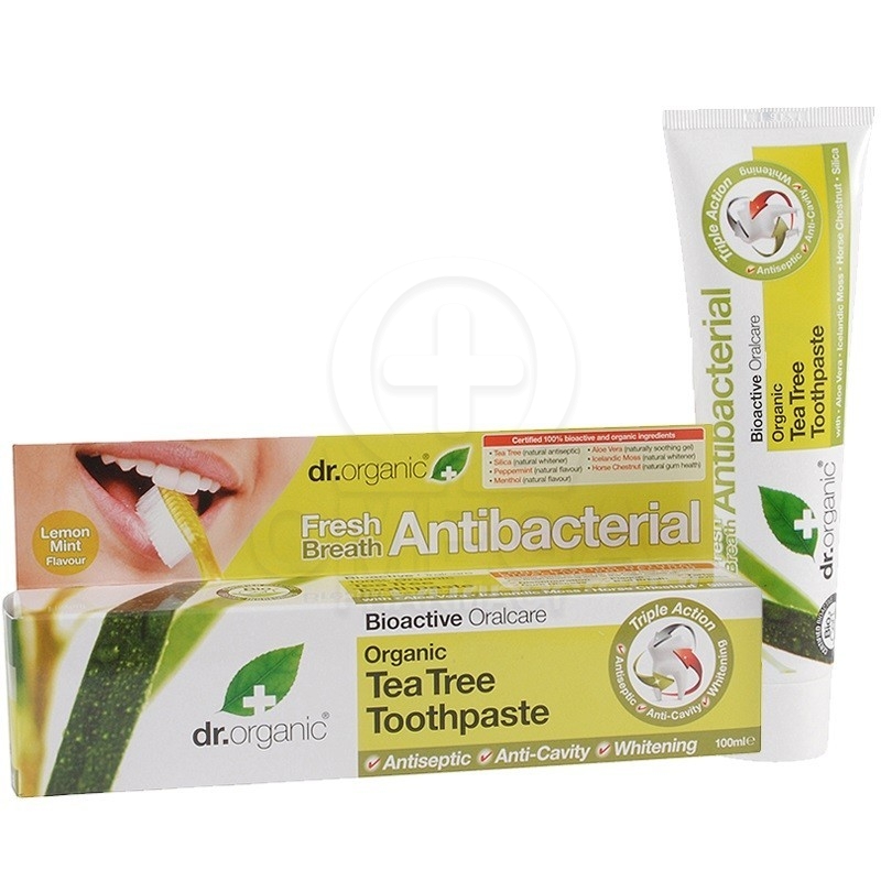 DR.ORGANIC Tea Tree Toothpaste (Antibacterial) Οδοντόκρεμα Tριπλής ...