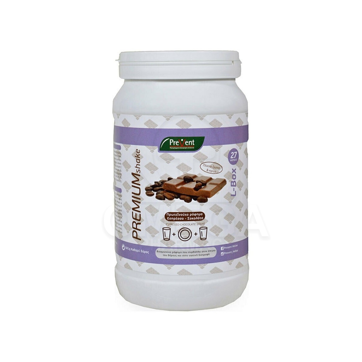 PREVENT Premium Shake L-box Πρωτεϊνούχο Ρόφημα Espresso-Σοκολάτα 581gr