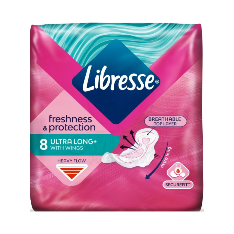 LIBRESSE Freshness & Protection Ultra Long+ Σερβιέτες με Φτερά 8τμχ