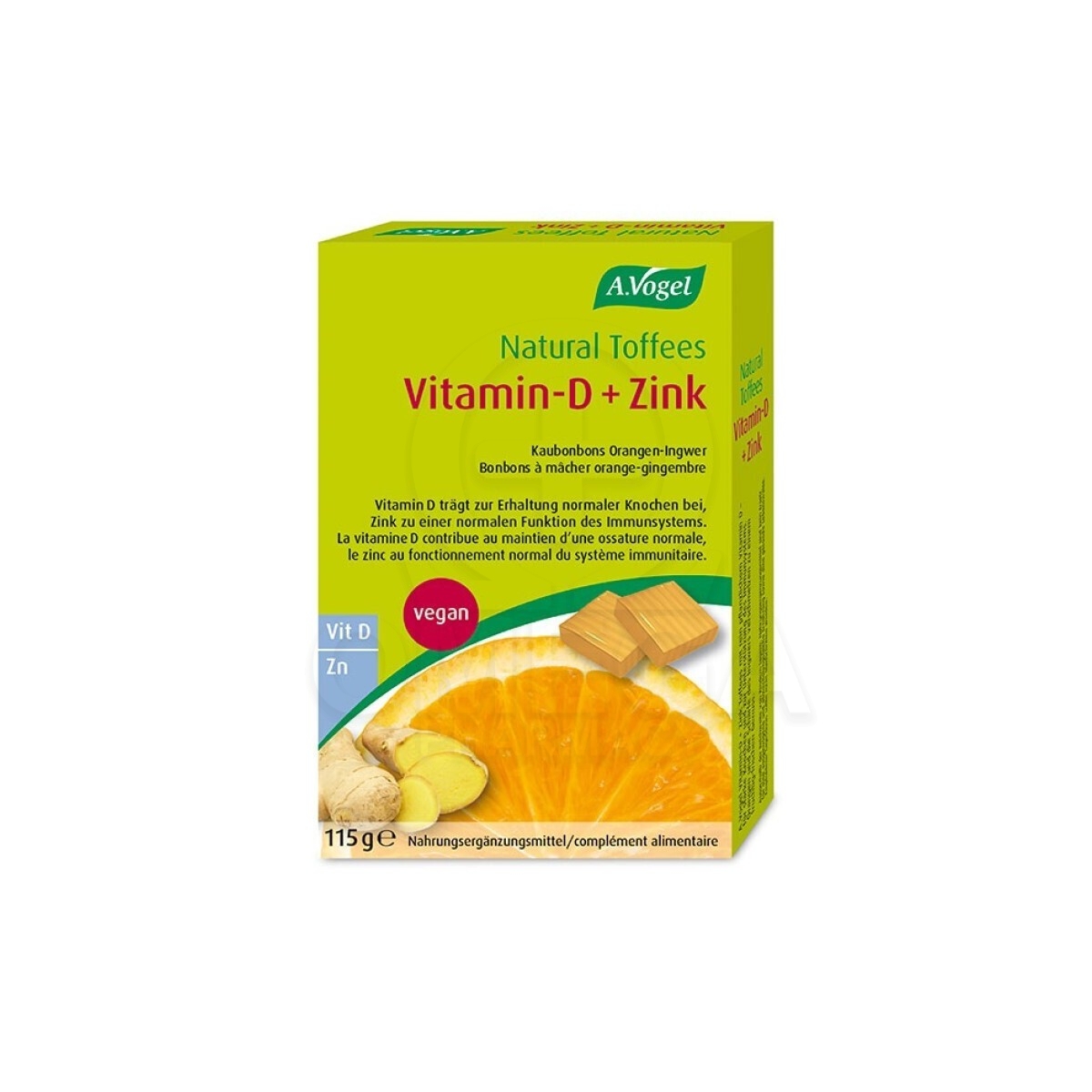 A.VOGEL Natural Toffees Vitamin-D + Zink Καραμέλες με Γεύση Πορτοκάλι ...