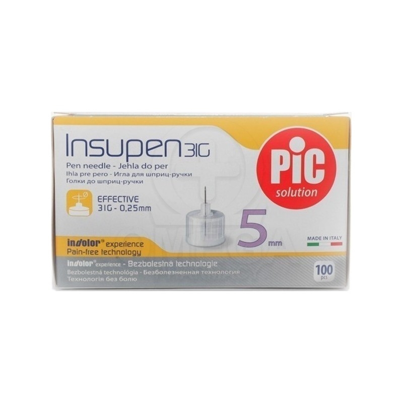 PIC Solution Insupen Βελόνες για Πένα Ινσουλίνης 31G - 5mm 100τμχ
