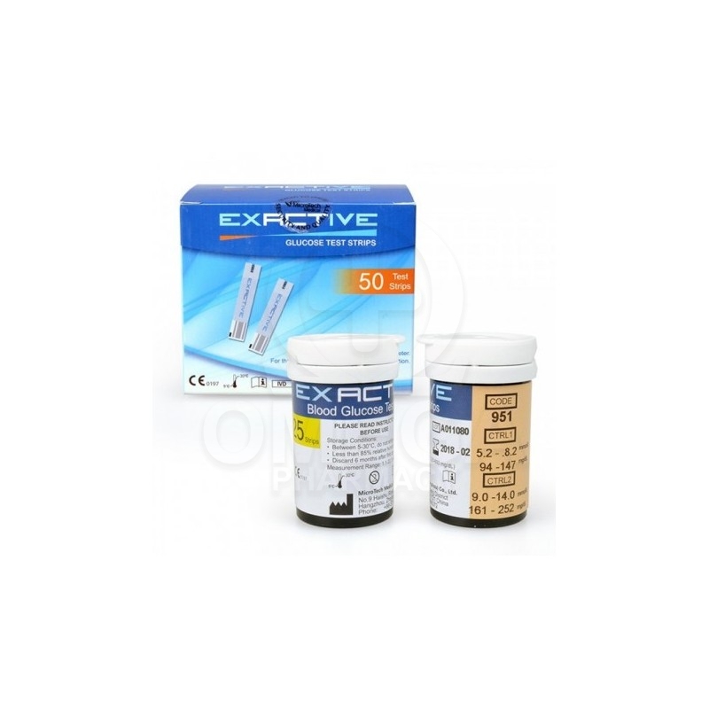 MICROTECH MEDICAL Exactive Ταινίες Μέτρησης Σακχάρου Αίματος 50τμχ