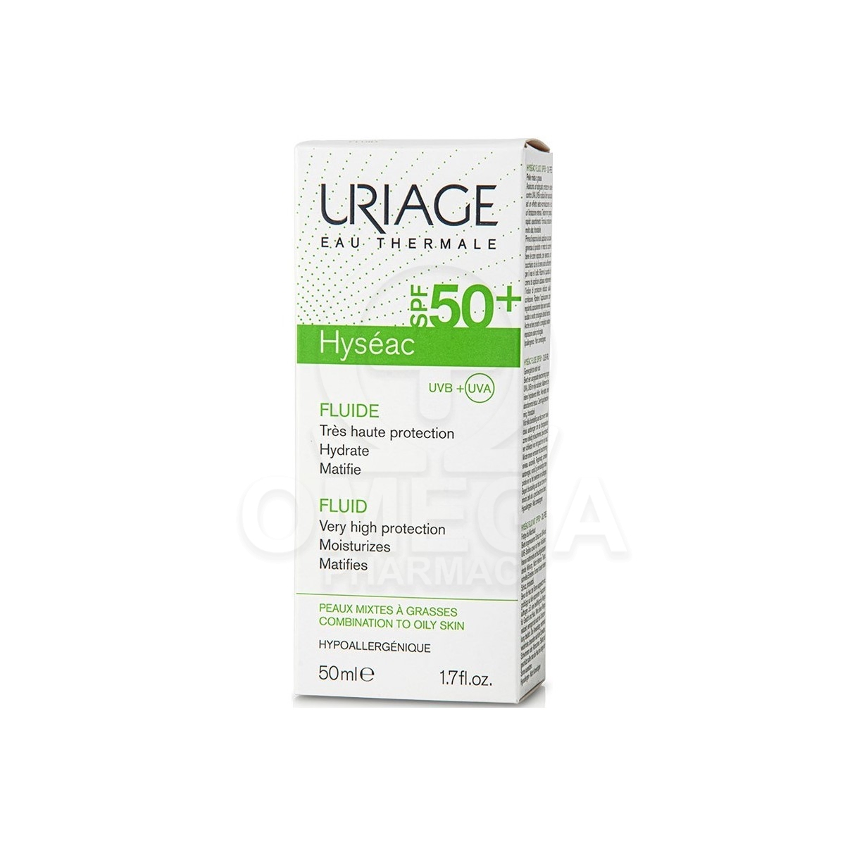 URIAGE Hyseac Fluid Ενυδατική Κρέμα Προσώπου με SPF50+ για Λιπαρή - Μικτή Επιδερμίδα Ματ ...