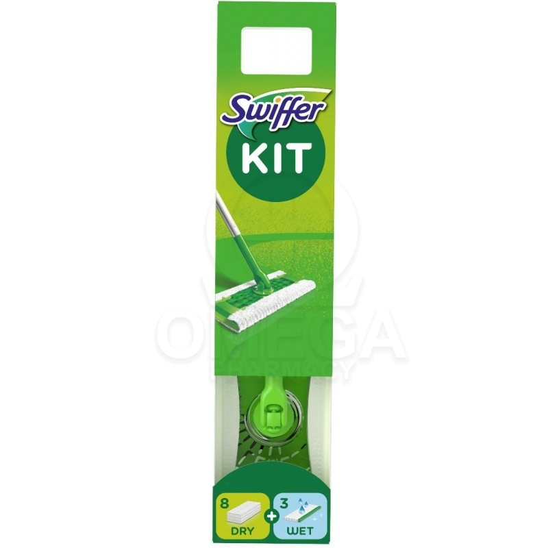 SWIFFER Σκούπα με 8 Πανάκια Σκόνης & 3 Υγρά Πανάκια 11τμχ